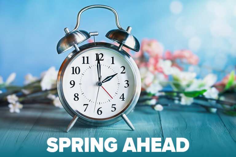 Spring Daylight Savings Time with Clock and Flowers | Margaret Mary Health